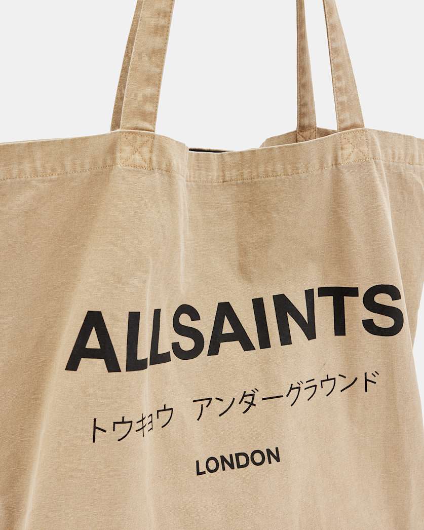 Underground Logo Printed Tote Bag TOFFEE TAUPE/BLACK | ALLSAINTS